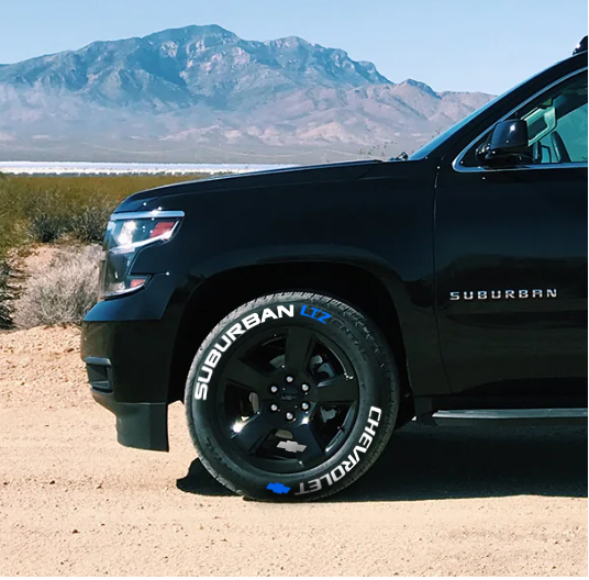 CHEVROLET SUBURBAN + LOGO + LTZ blue, a Set for 4 tires (787) - Tire Letter