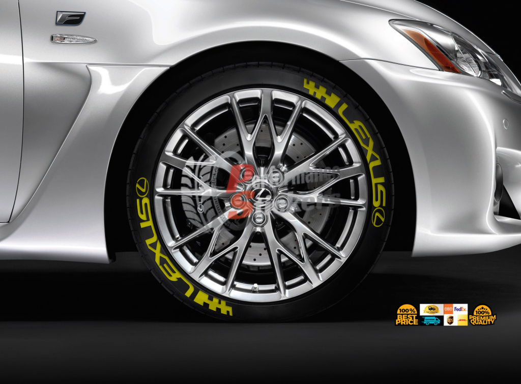 Lexus + Flag + Logo Yellow, Set for 4 Tires (1366) - Tire Letter