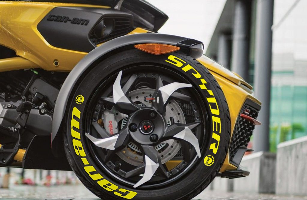 Spyder Can-Am + Logo Full Yellow, Set for 3 Tires (975) - Tire Letter